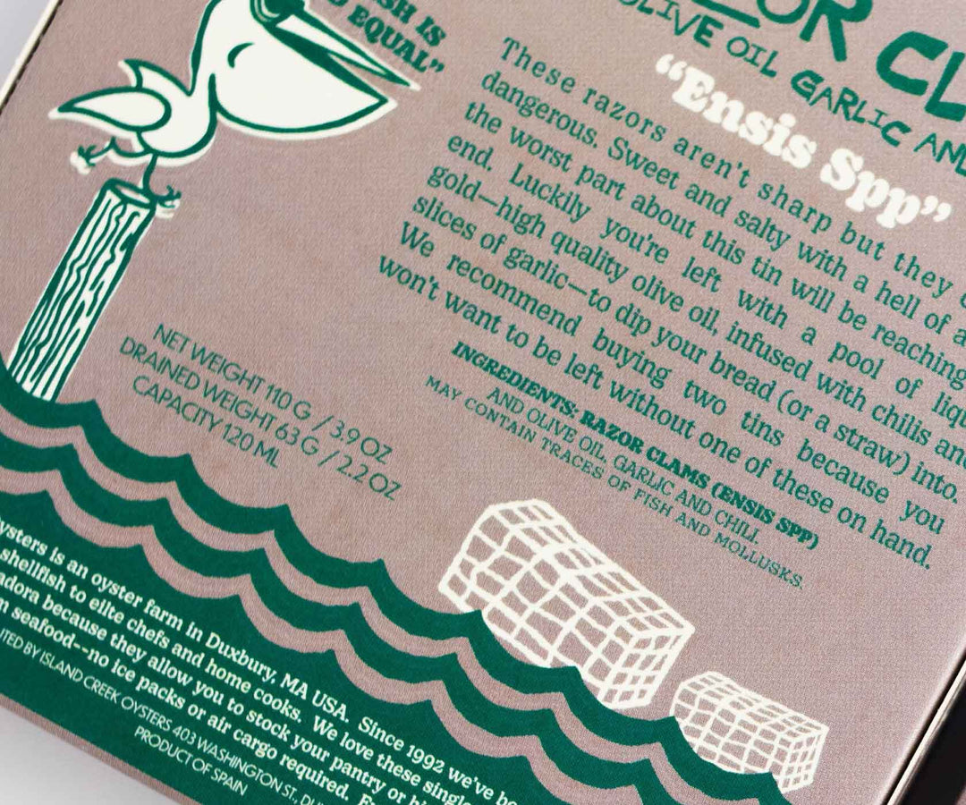 Island Creek x Mariscadora Razor Clams in Olive Oil, Garlic & Chili ...