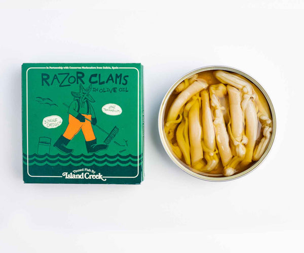 Island Creek x Mariscadora Razor Clams in Oil - Island Creek Oysters ...
